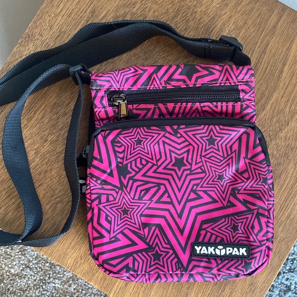 Yak Pak | Bags | Vintage Yak Pak Small Nylon Pink Black Stars Travel ...
